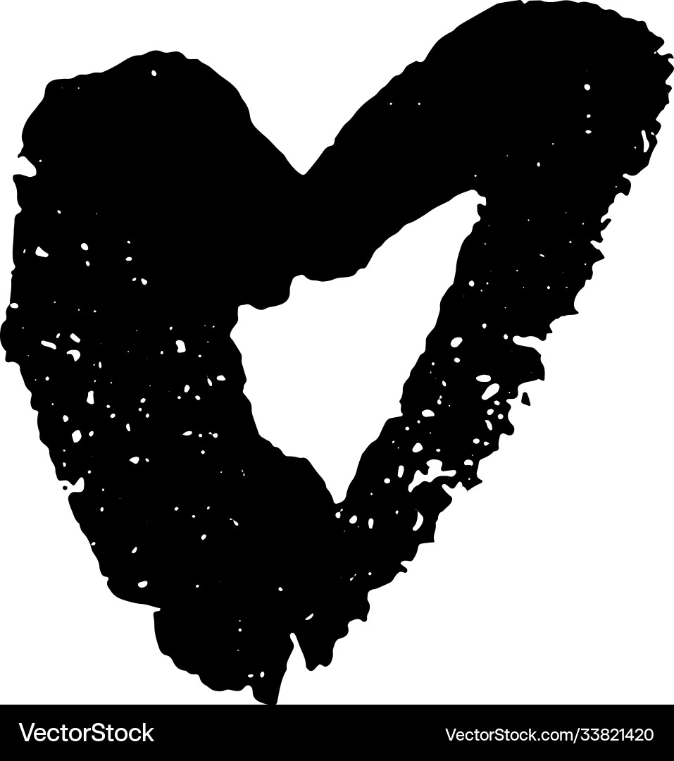 Sign a heart hand painted ink background Vector Image