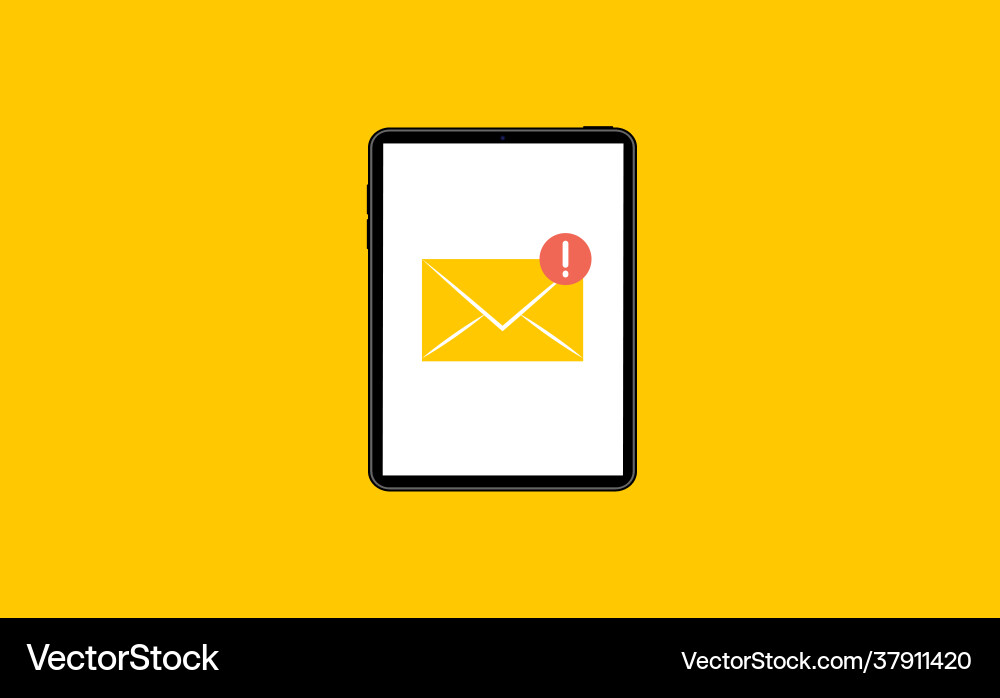 Tablet with email envelope and document Royalty Free Vector