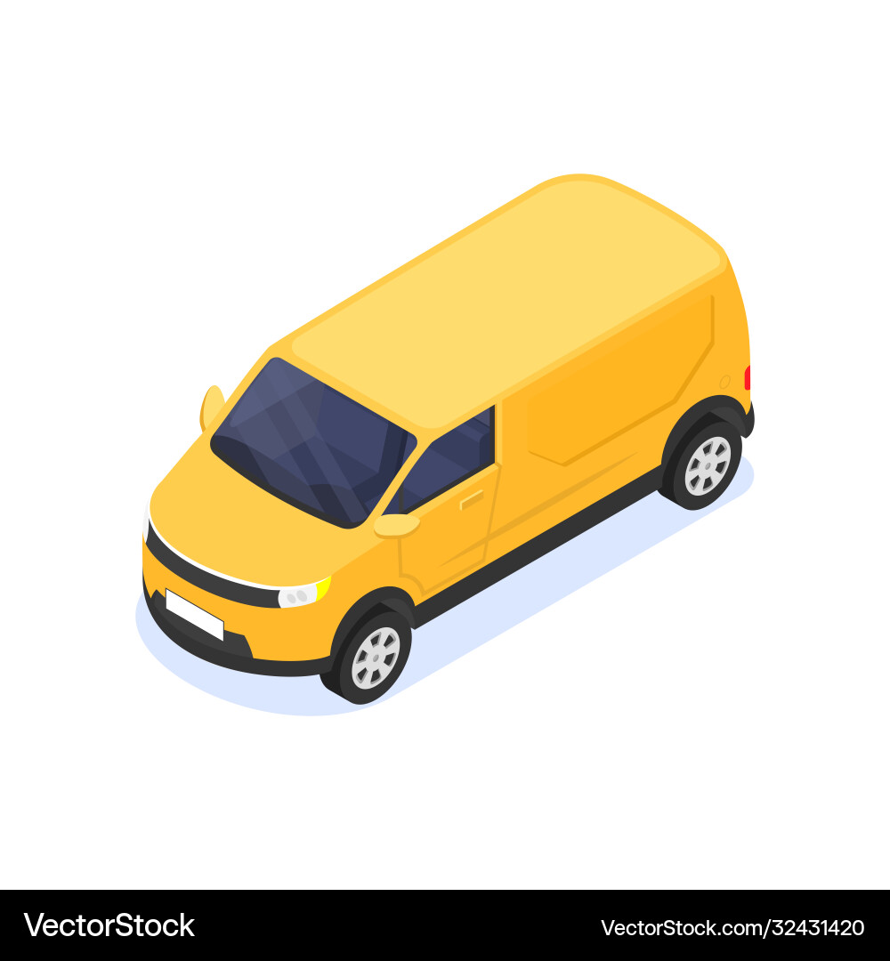 Yellow cargo minibus isolated on white background Vector Image