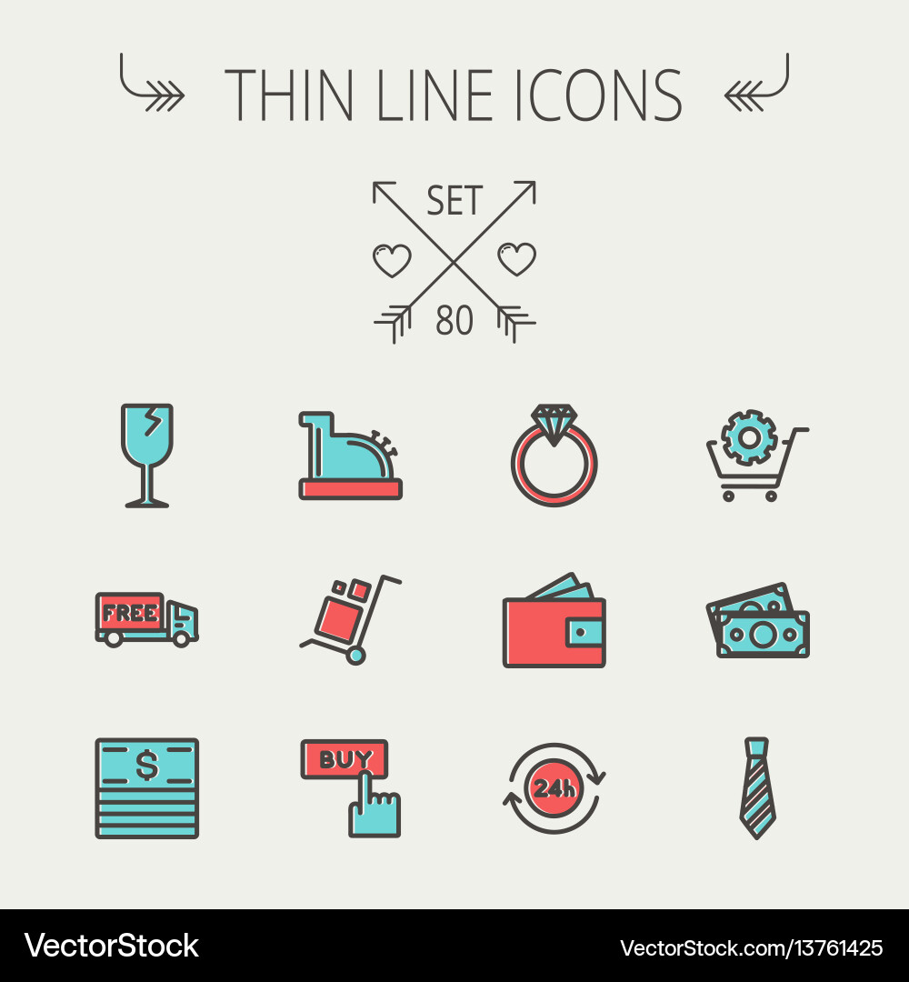 Business shopping thin line icon set Royalty Free Vector