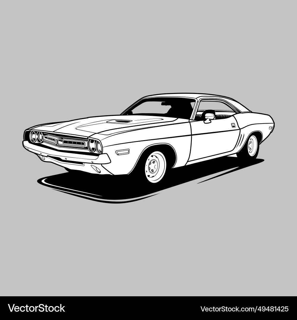 Challenger rt 383 magnum black and white Vector Image