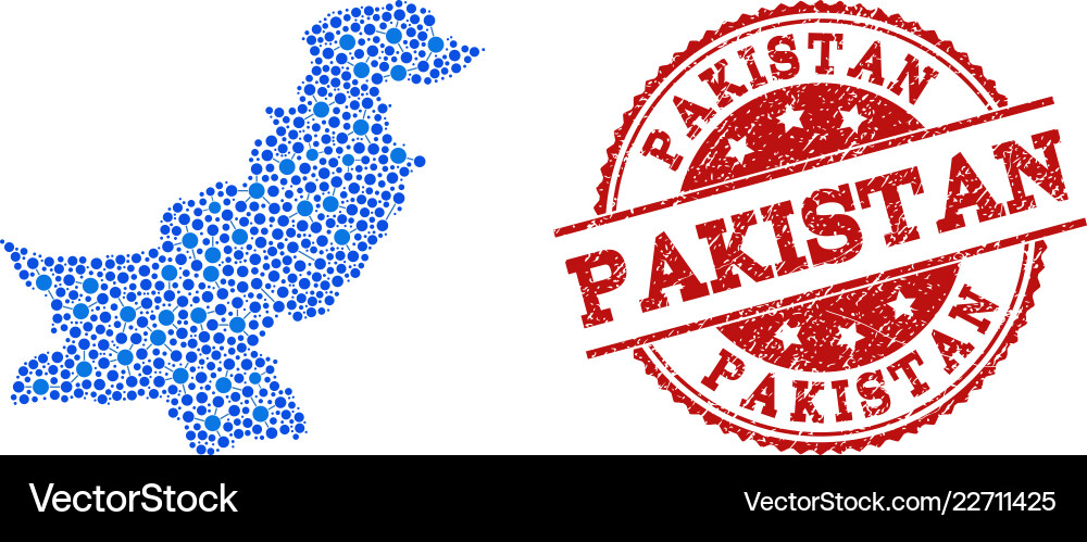 Collage map of pakistan with connected points Vector Image