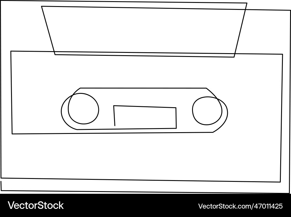 Continuous line drawing of retro compact tape Vector Image