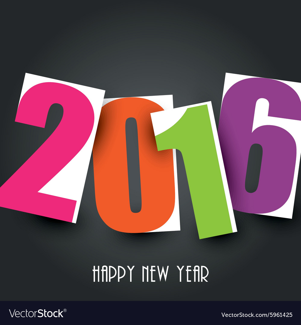 Happy new year 2016 text design Royalty Free Vector Image