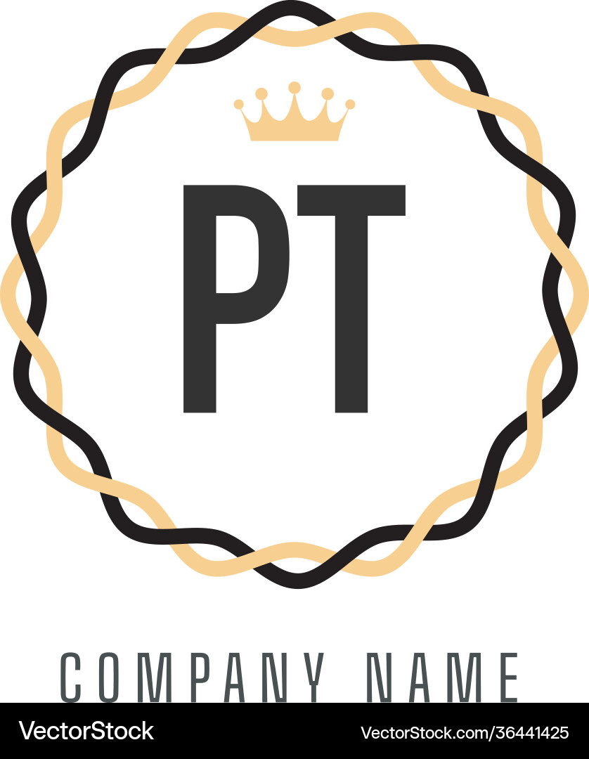 Initial letter pt king logo concept vintage Vector Image