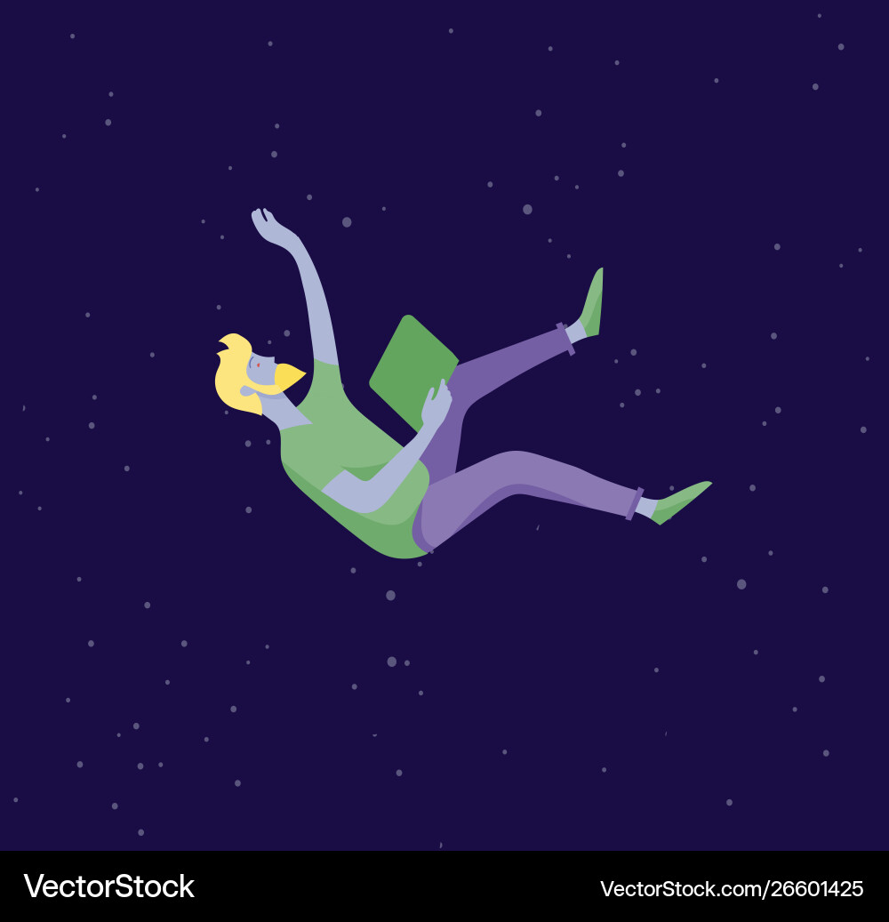 Inspired man flying in space character moving Vector Image