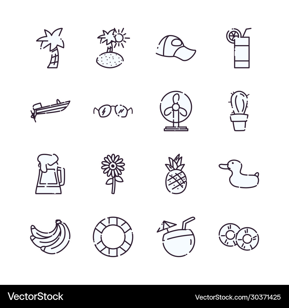 Isolated summer line style icon set design Vector Image