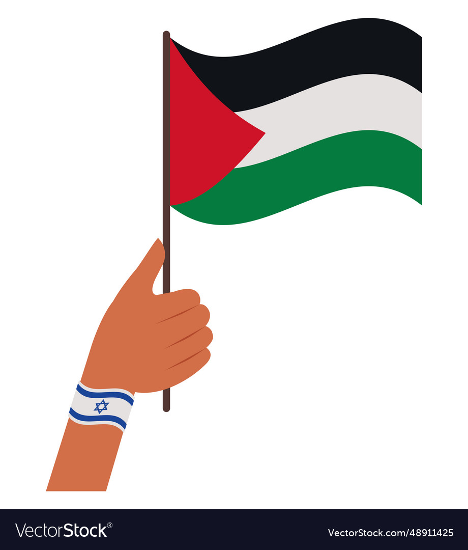 Israeli hand waving palestine flag Royalty Free Vector Image