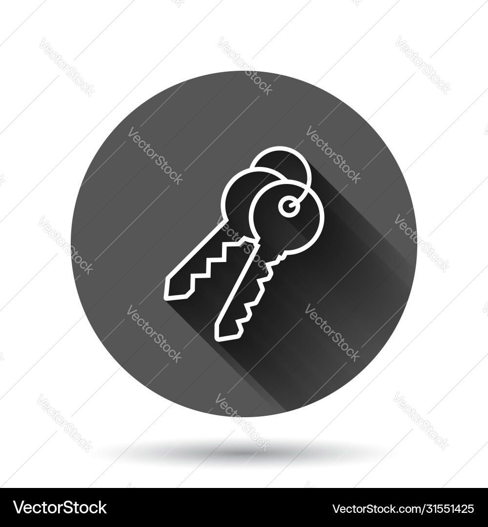 Key icon in flat style password on black round Vector Image