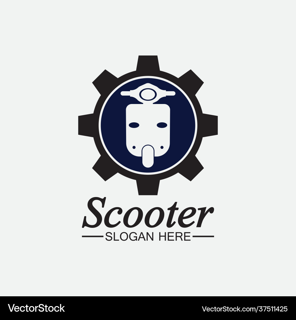 Moped scooter logo icon design templateretro Vector Image