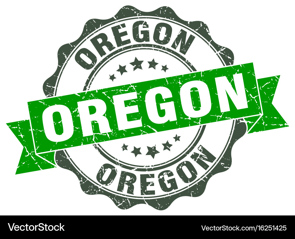 Oregon round ribbon seal Royalty Free Vector Image