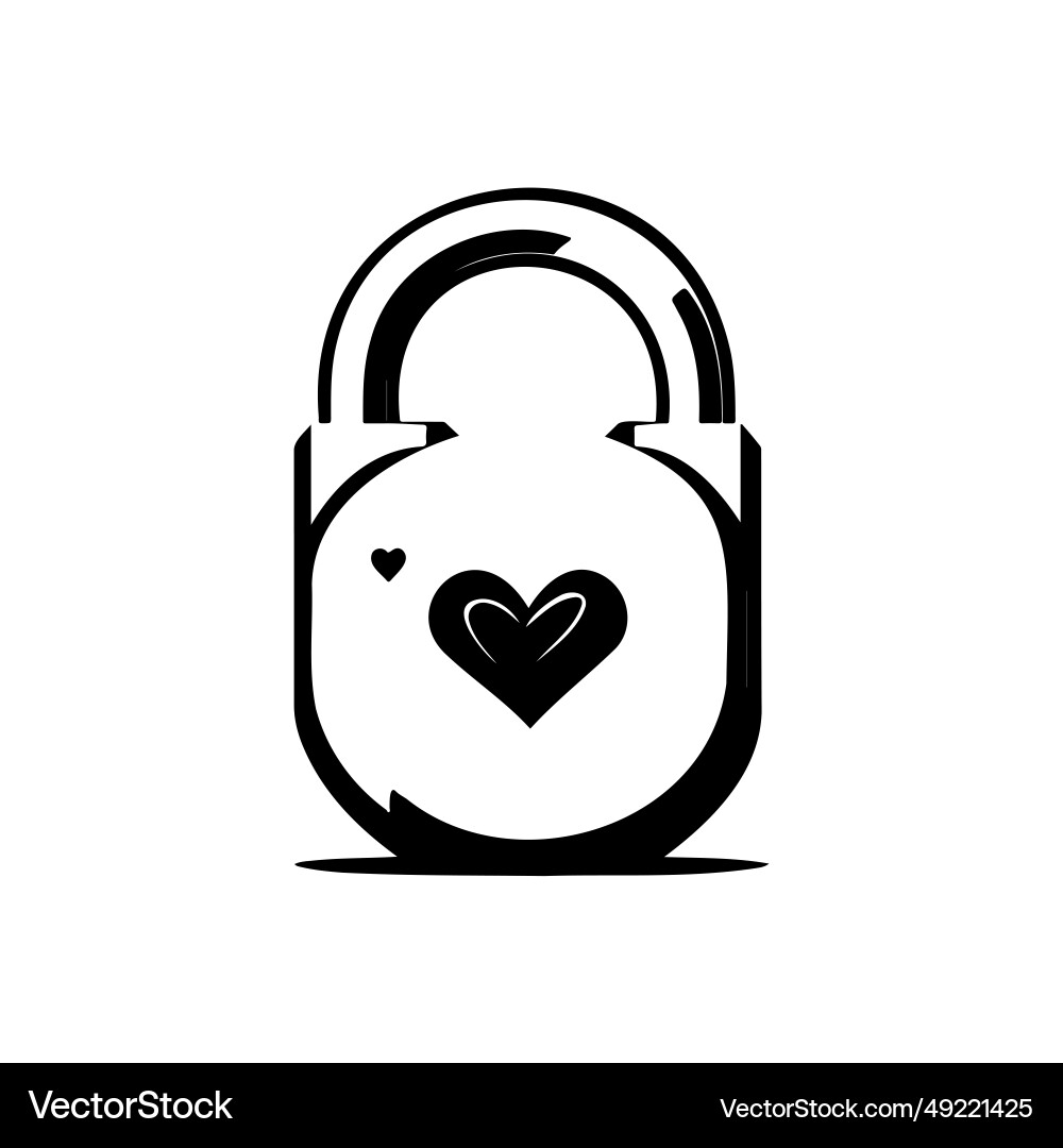 Padlock icon hand draw black colour valentine Vector Image