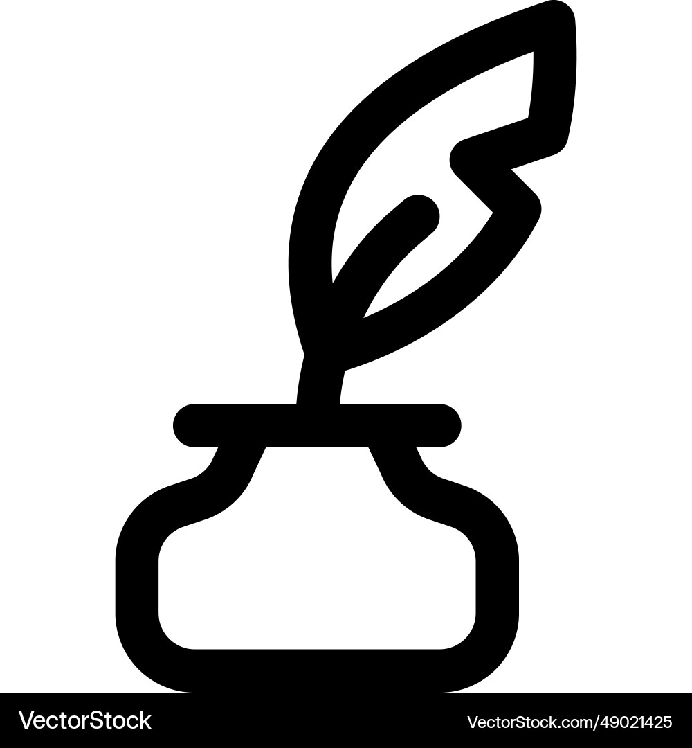 Quill with inkpot used for writing Royalty Free Vector Image