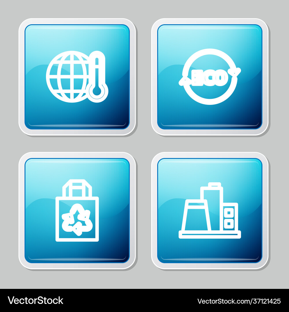 Set line global warming label for eco healthy Vector Image
