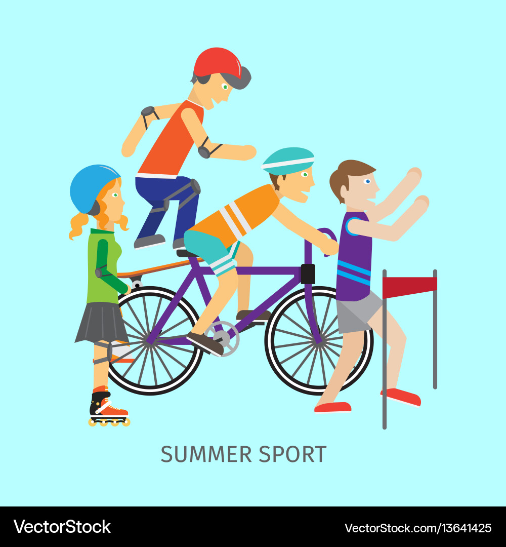 Summer sport concept in flat design Royalty Free Vector