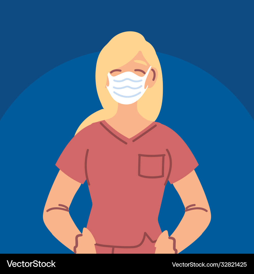 Woman nurse using face mask and uniform Royalty Free Vector