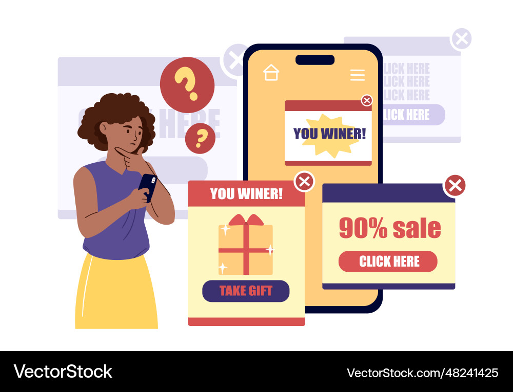 Woman with spam concept Royalty Free Vector Image