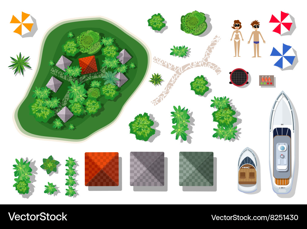 Aerial top view an island Royalty Free Vector Image