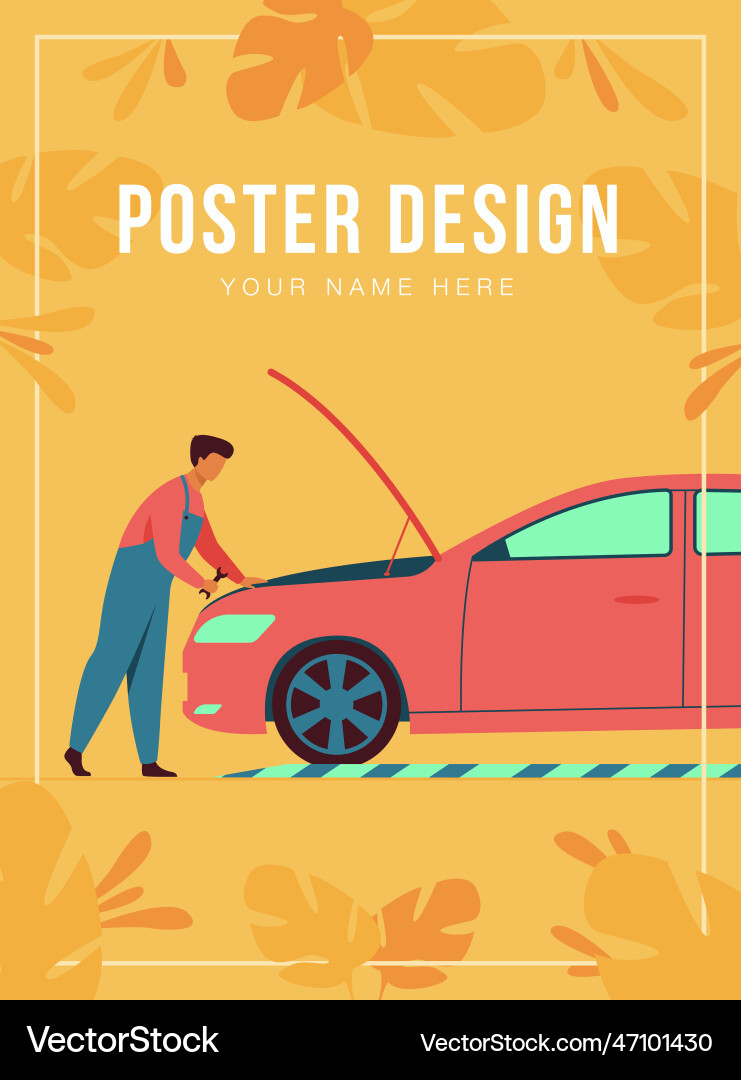 Auto mechanic repairing vehicle engine Royalty Free Vector