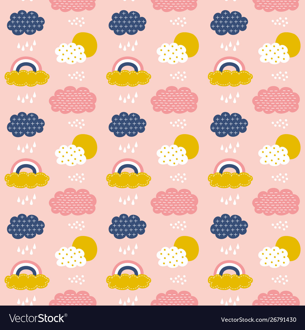 Cloud and rainbow seamless pattern Royalty Free Vector Image