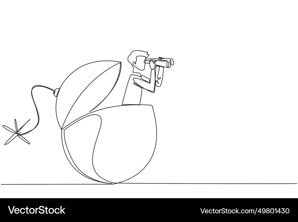 Continuous one line drawing businessman emerged Vector Image
