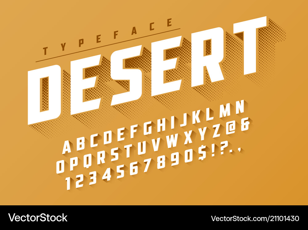 Desert retro display font popart design alphabet Vector Image