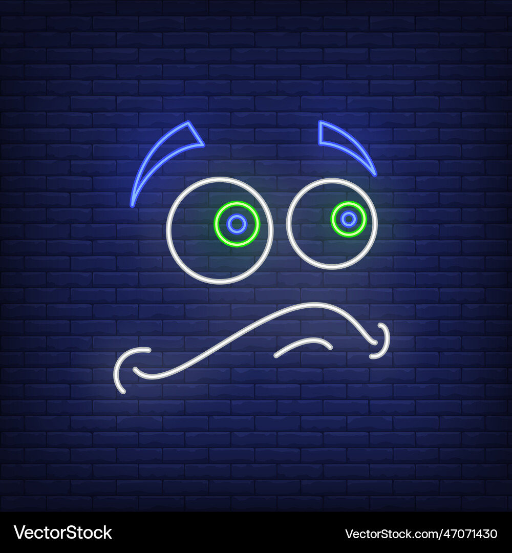Disappointed emoticon neon sign Royalty Free Vector Image