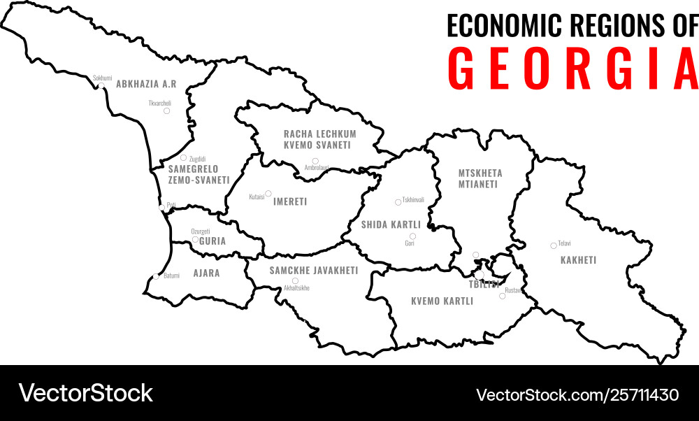 Economic regions georgia each Royalty Free Vector Image