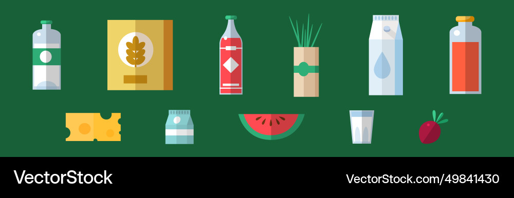 Farm organic bio food flat object set Royalty Free Vector
