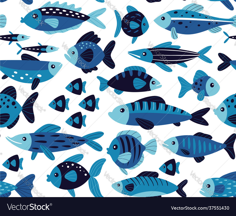 Fish seamless pattern Royalty Free Vector Image