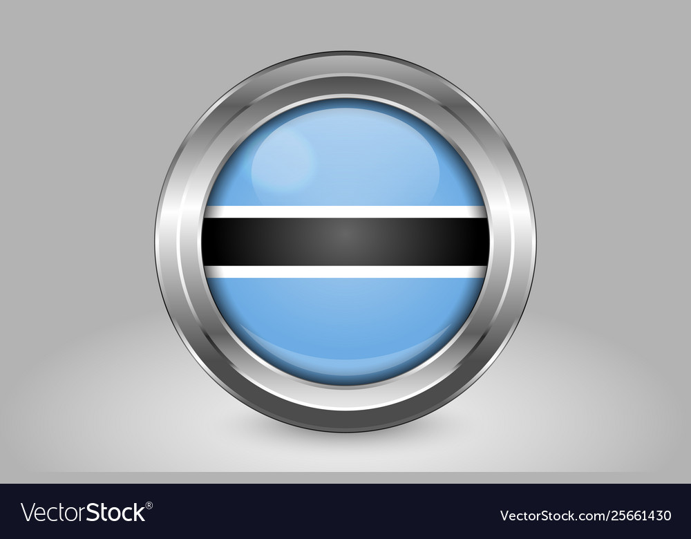 Flag botswana metal and glass round icon Vector Image