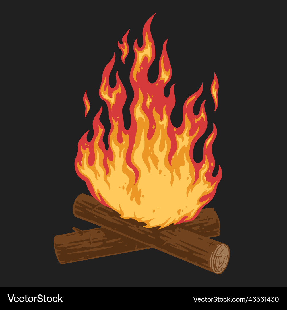 Flame bonfire detailed emblem colorful Royalty Free Vector