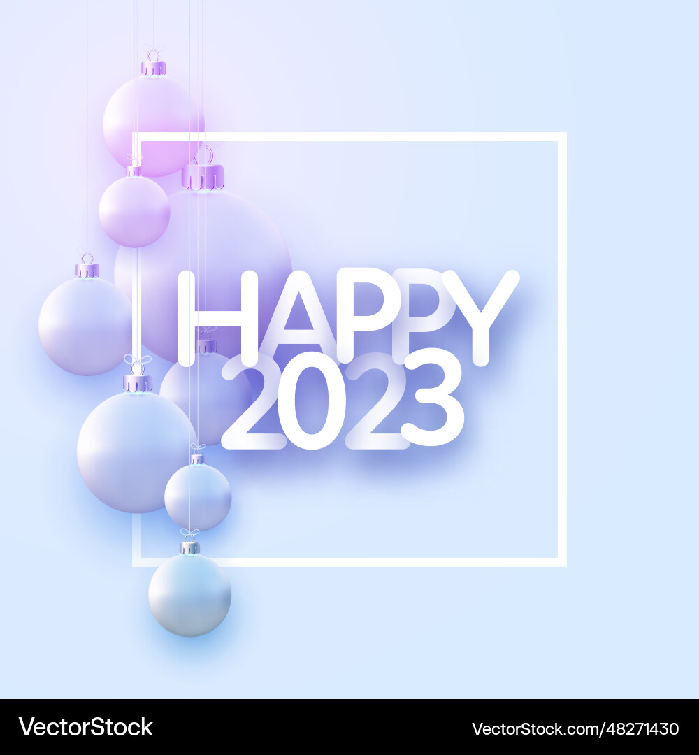 Happy 2023 sign with blue gradient hanging Vector Image