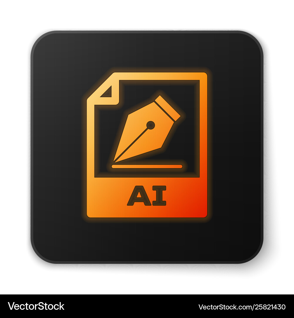 Orange glowing ai file document icon download ai Vector Image