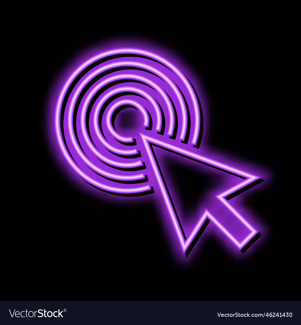 Pointer arrow neon glow icon Royalty Free Vector Image
