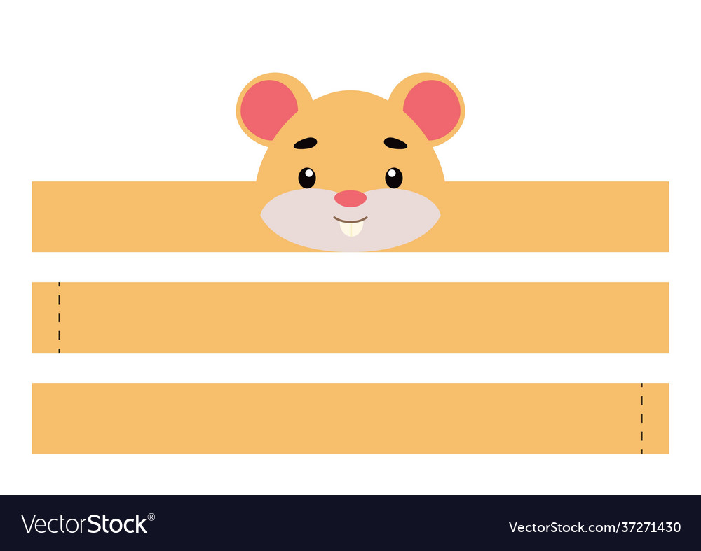 Printable hamster paper crown party headband die Vector Image