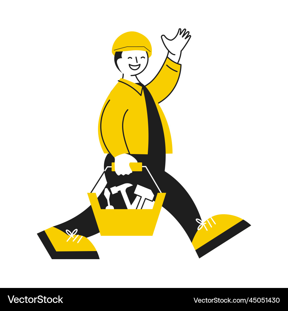 Professional male repair worker with toolbox Vector Image