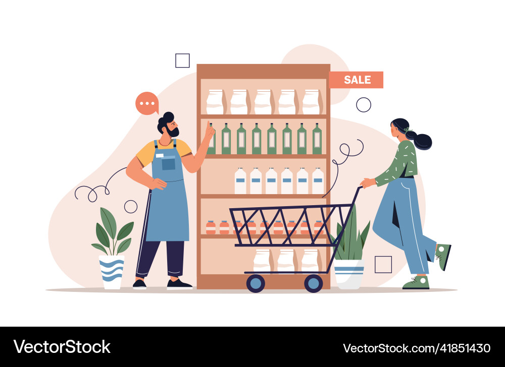 Seller in shop Royalty Free Vector Image - VectorStock