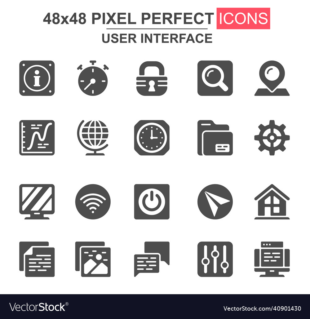 User interface glyph icon set pinpointer lock Vector Image
