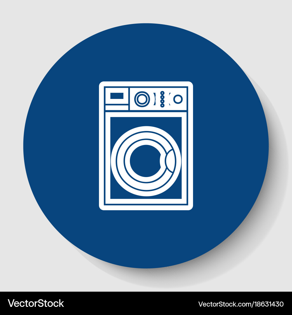 Washing machine sign white contour icon Royalty Free Vector