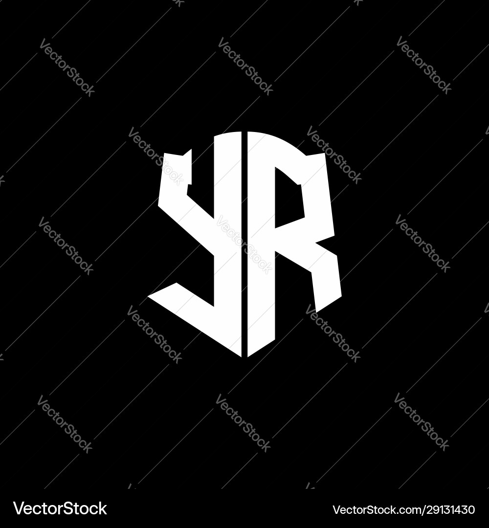Yr monogram letter logo ribbon with shield style Vector Image