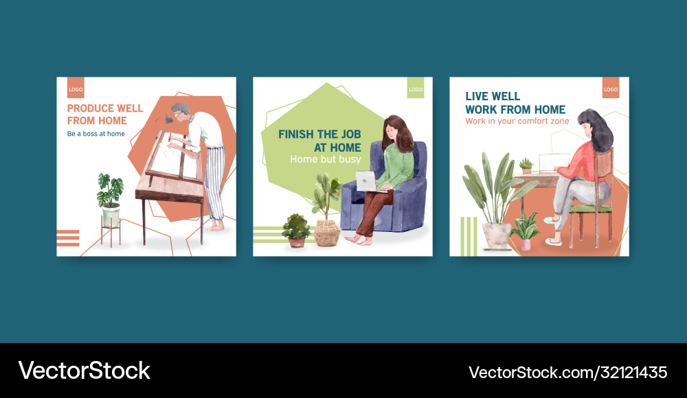 Advertising template design with people Royalty Free Vector