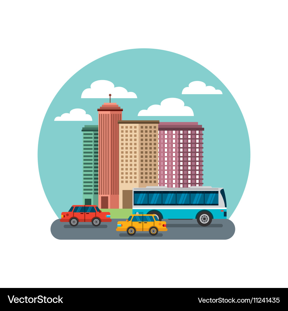 Buildings cityscape skyline icon Royalty Free Vector Image