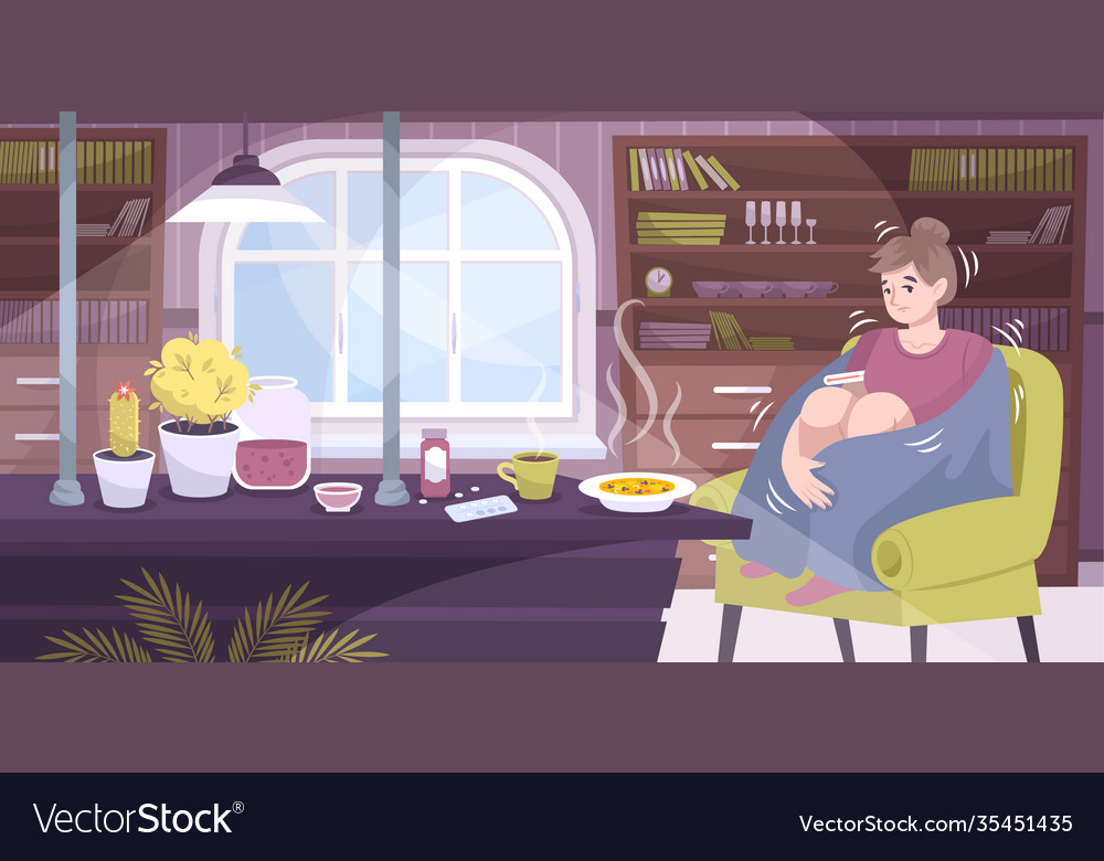 Chills cold flat composition Royalty Free Vector Image
