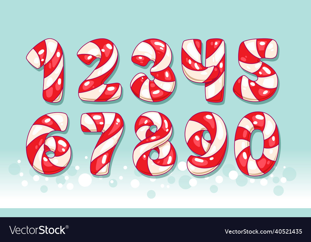 Christmas candy numbers Royalty Free Vector Image