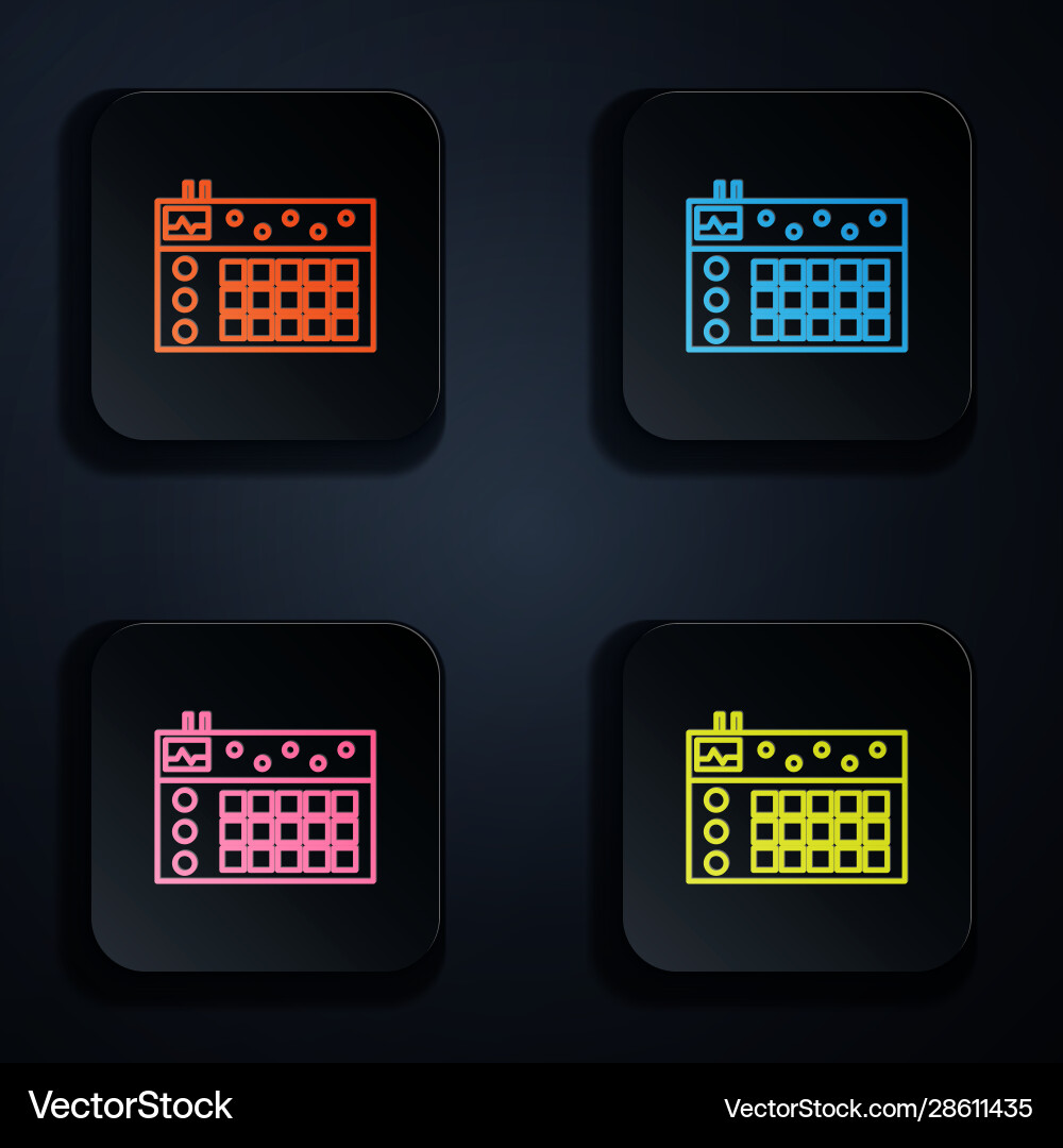 Color neon line drum machine icon isolated Vector Image