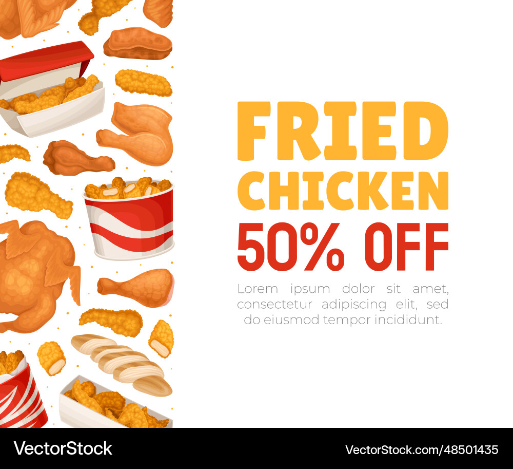 Crispy fried chicken food banner design Royalty Free Vector