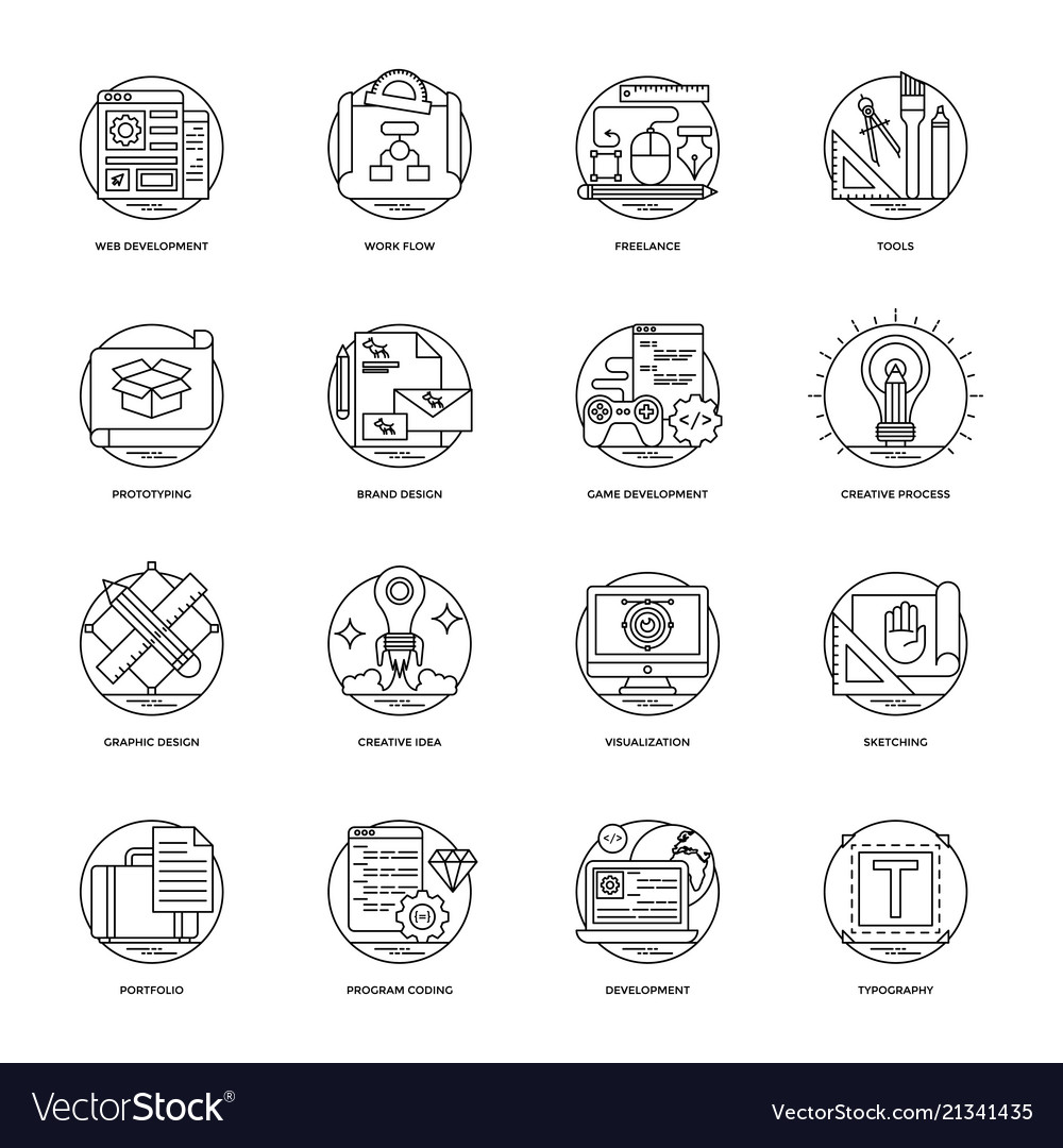 Design and development glyph icons set Royalty Free Vector