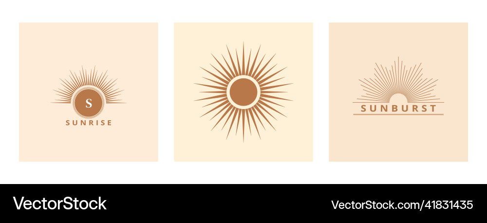Hand drawn logo of sun sunburst light rays Vector Image