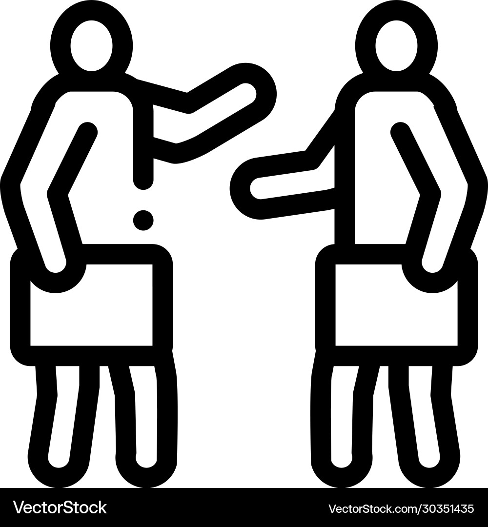 Meeting two working people icon outline Royalty Free Vector